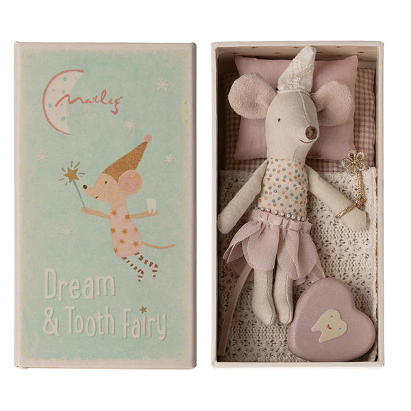 Maileg tooth fairy mouse 'little sister' mouse in box at Yay Kids